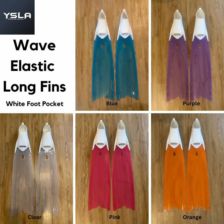 Wave Elastic Long Fins for Freediving White Foot Pocket – Ysla ...