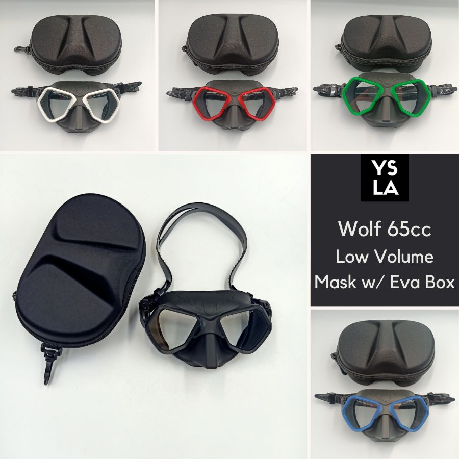 Wolf 65cc Ultra Low Volume Mask Tempered Glass Freedive Mask with Eva ...