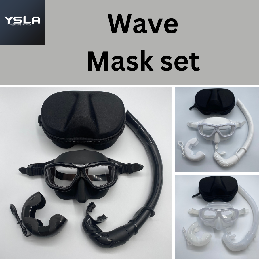 Wave Polycarbonate Lens Anti-Fog Low Volume Silicone Diving Mask Set ...
